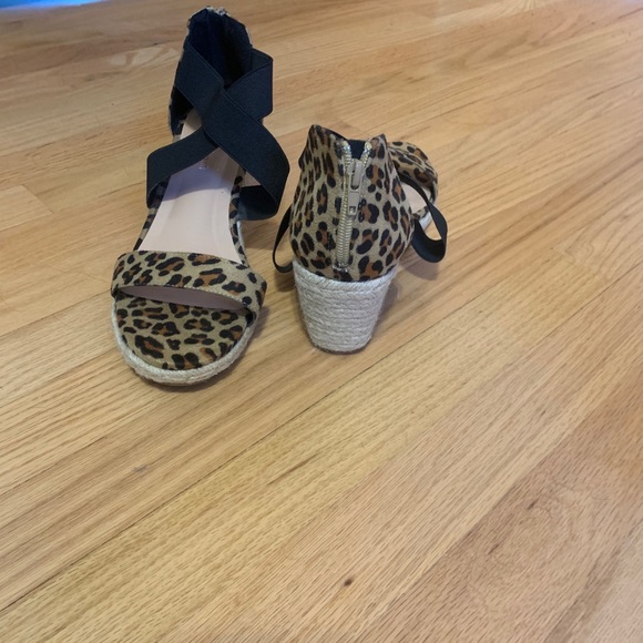 Shoes | Cheetah Print Black Wedges | Poshmark